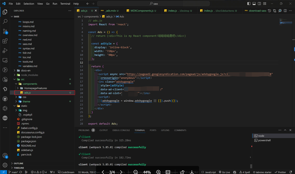 Docusaurus 的 md 文档中导入组件内容！图文教程
