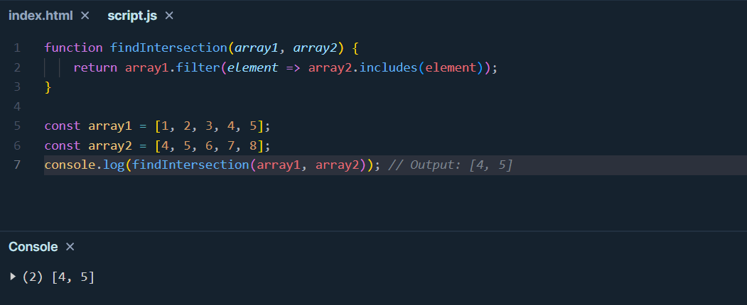 如何在 JavaScript 中找到两个数组的交集？