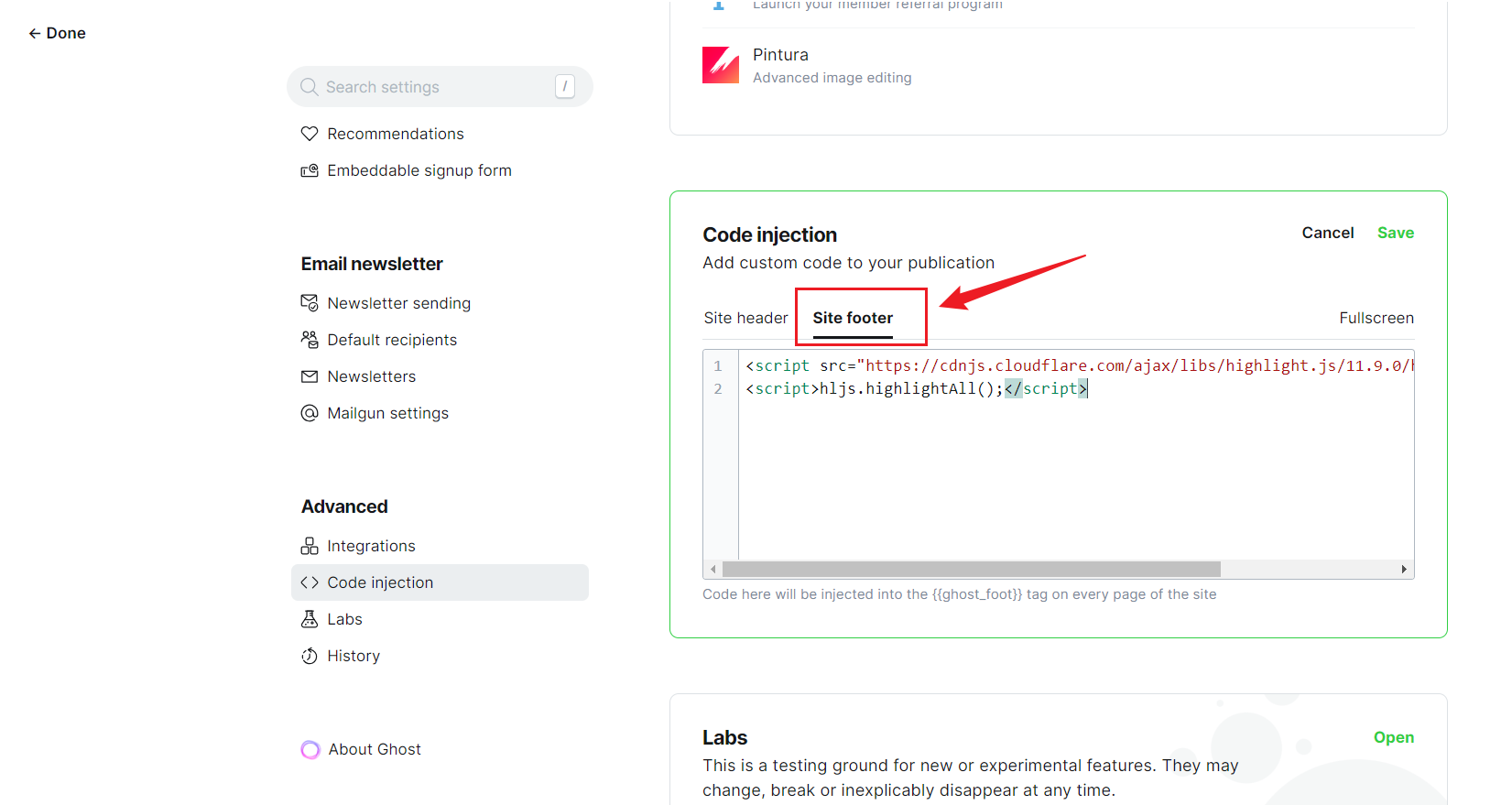 Ghost 博客中如何给代码添加高亮？图文教程