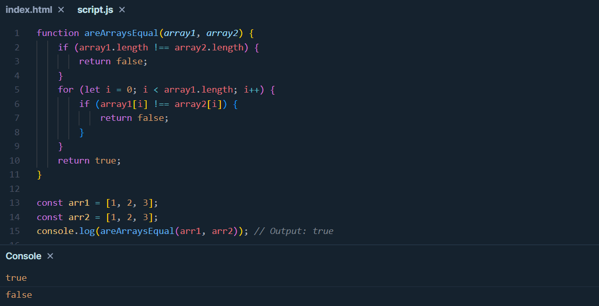 如何在 JavaScript 中检查两个数组的值是否相等？