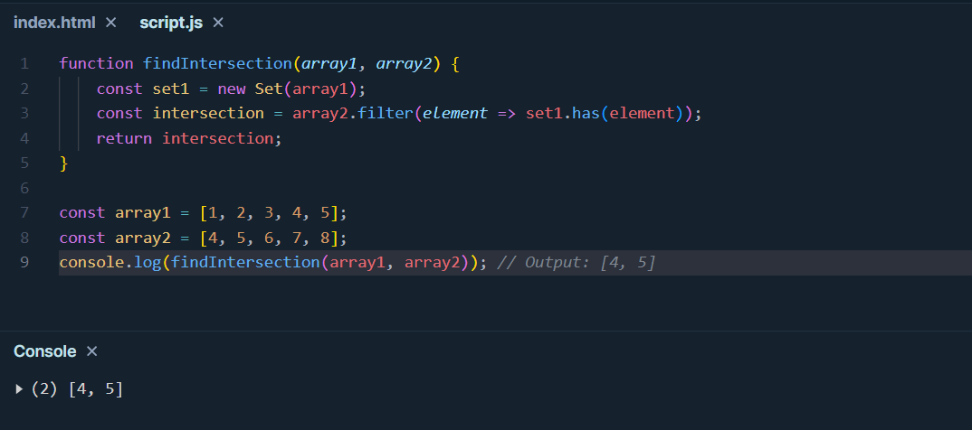 如何在 JavaScript 中找到两个数组的交集？